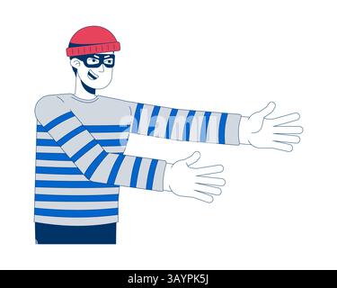 Thief man with stretched arms 2D line character Stock Vector Image ...
