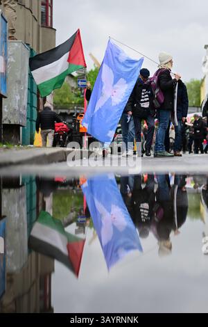 A Palestine flag in the stands during an international friendly match ...