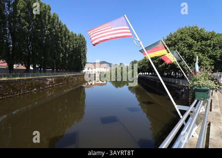 The Meurthe River in the town of Saint Dié des Vosges, Vosges ...