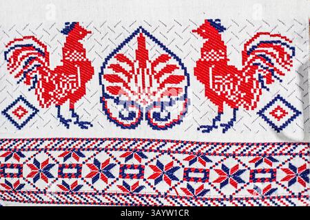 traditional embroidered pattern with birds of central ukraine. Customs ...