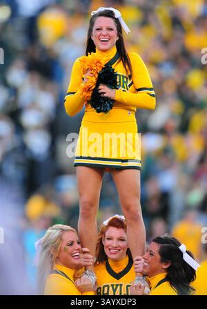 WACO, TX - NOVEMBER 15: A Baylor pom squad member performs during the ...