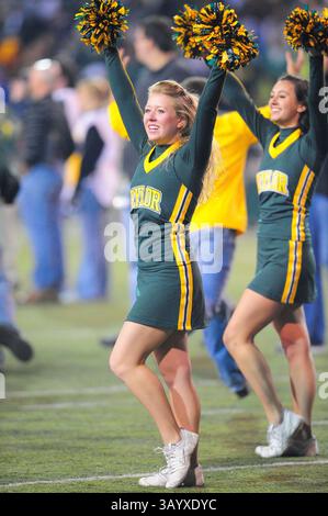 WACO, TX - NOVEMBER 15: A Baylor pom squad member performs during the ...