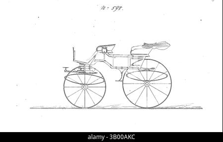 A stylized representation of a vintage carriage, outlined in glowing ...