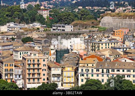Old buildings under fortress,Kerkyra,Corfu island,Greece Stock Photo ...