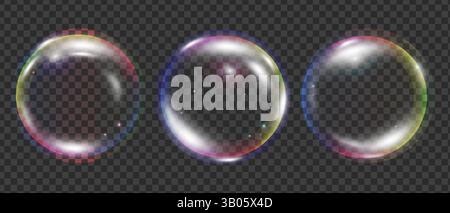 Soap bubble color spectrum on transparent background. Realistic air ...