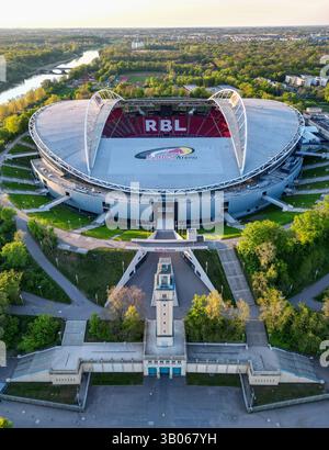Leipzig, Germany. 23rd Apr, 2025. The evening sun shines on the Red ...