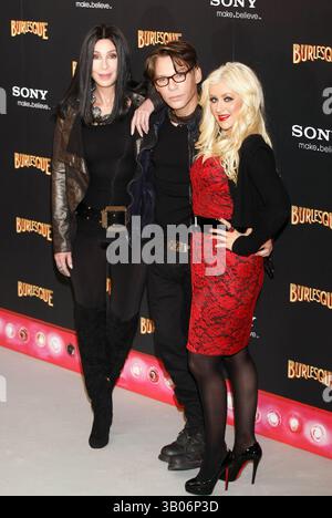 Cher, Steve Antin and Christina Aguilera at the photocall for ...