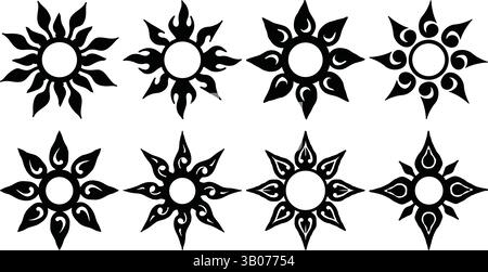 Tribal Sun Designs - Abstract Solar Symbols and Decorative Art Stock ...
