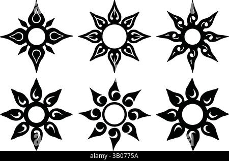 Tribal Sun Designs - Abstract Solar Symbols and Decorative Art Stock ...