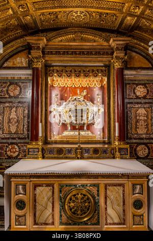 Holy Crib relic in the crypt under the main altar at the papal basilica ...
