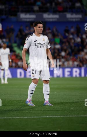 MADRID, SPAIN - April 23: Brahim Diaz of Real Madrid in action during ...