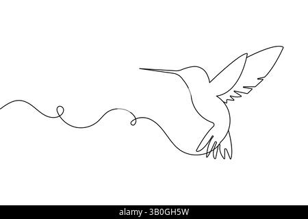 Minimalist one line bird drawing continuous outline vector illustration ...