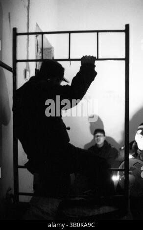 Security Guard With Flashlight At Night In Warehouse Stock Photo - Alamy