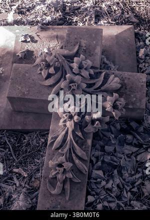 Infrared picture of gravestones and monuments in Clevedon Cemetery, St ...