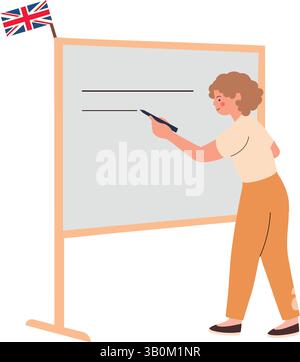 English language teacher explaining grammar to children in classroom ...
