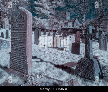 Infrared picture of gravestones and monuments in Clevedon Cemetery, St ...