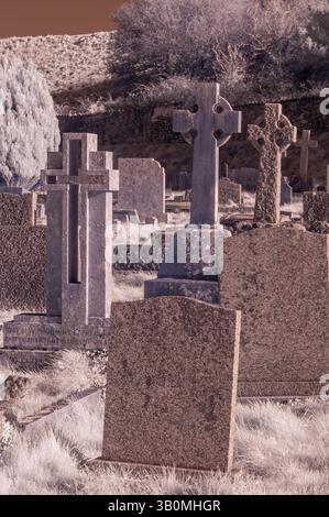 Infrared picture of gravestones and monuments in Clevedon Cemetery, St ...
