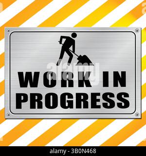 Bold Work in Progress Sign Vector with a striking black and yellow dotted background graphic ...