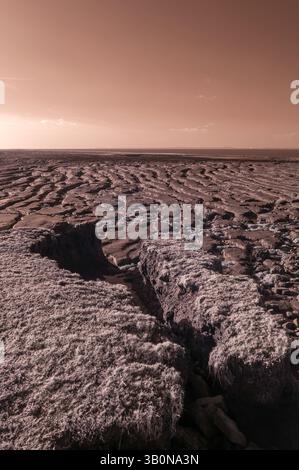 Infrared picture looking out across Clevedon harbour toward the Bristol ...