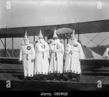 Four Hooded White Sheeted Ku Klux Klan Member pose in Robes & Hoods in ...