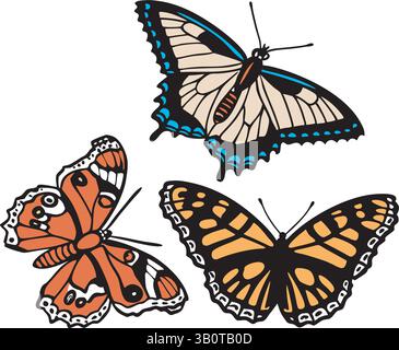 Minimal black butterfly tattoo design vector Stock Vector Image & Art ...