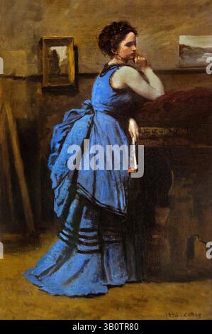 La Dame en bleu. Museum: Musee du Louvre, Paris. Author: Corot, Jean ...