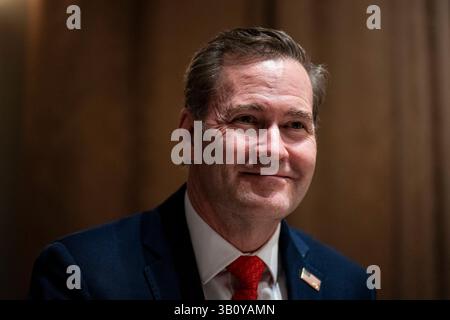 Mike Waltz, US national security adviser, from left, Pete Hegseth, US ...