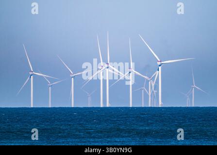 Offshore wind farm Hollandse Kust Zuid, North Sea, freighter Bomar ...