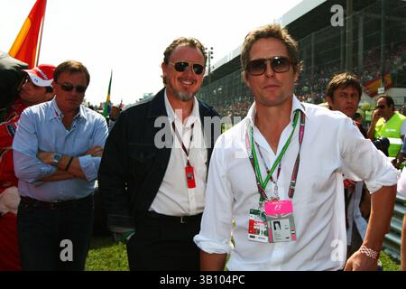 Hugh Grant on the grid before the British Grand Prix at Silverstone ...