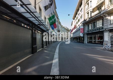 Lucerne, Switzerland: empty streets in downtown Lucerne during Covid ...