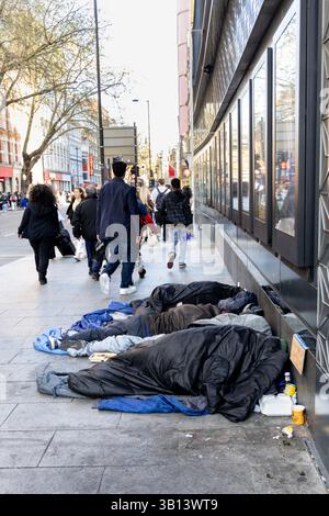 April 2025 - Homeless sleeping on the street in sleeping bags in ...