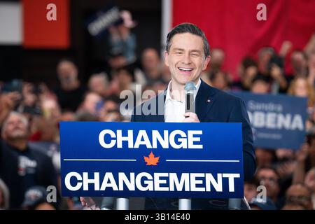 Leader of the Conservative Party Pierre Poilievre speaks in the Foyer ...