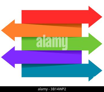 Red color arrow shape sticker label with word restructure on gray ...