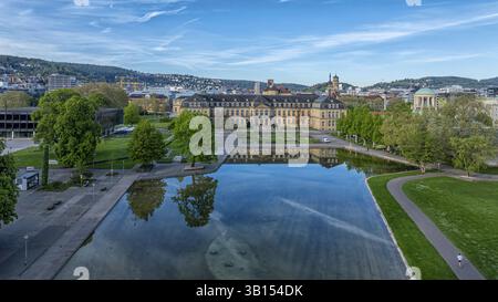 City view of Stuttgart. Aerial view. City centre on the Schlossplatz ...