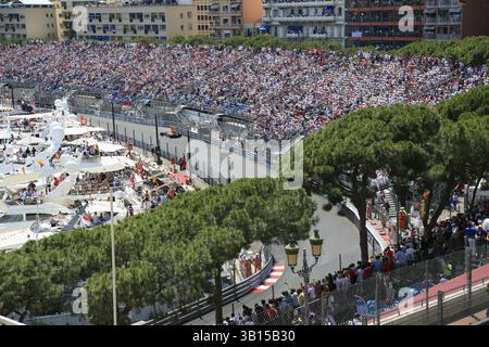 Grandstands and yachts in Port Hercule harbour, Formula 1 race, Formula ...