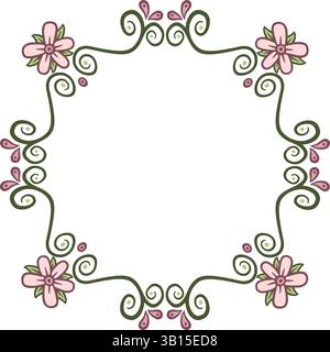 Illustration made with a garland of flowers on a white background ...
