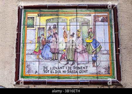 Hand painted Spanish tiles Barcelona, Spain Stock Photo - Alamy