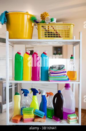 colorful microfiber cleaning cloths used for household cleaning, close ...