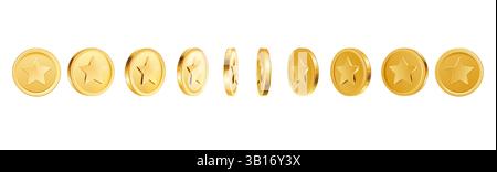 Gold coins turn around animation set. Game, casino icons of money ...