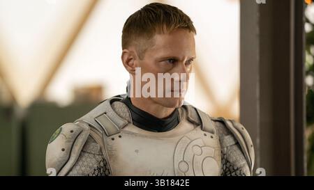 ALEXANDER SKARSGARD in MURDERBOT (2025), directed by PAUL WEITZ, CHRIS ...