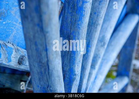blue cart wheel, S' Arboçar. Banyalbufar, mallorca, spain Stock Photo ...