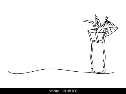 Cocktails, one line drawing vector illustration Stock Vector Image ...