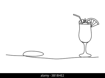 Cocktails, one line drawing vector illustration Stock Vector Image ...