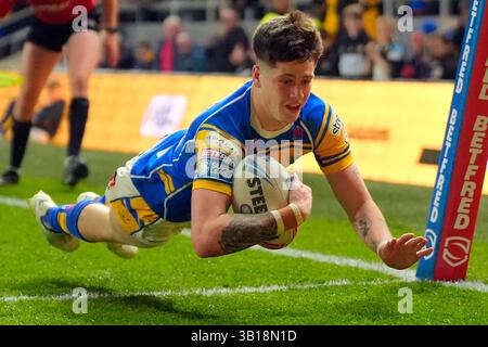 Riley Lumb of Leeds Rhinos during the Betfred Super League Round 24 ...