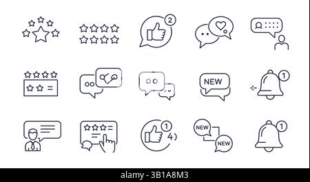 Social Media Interaction Icon Set – User Engagement & Feedback Symbols ...