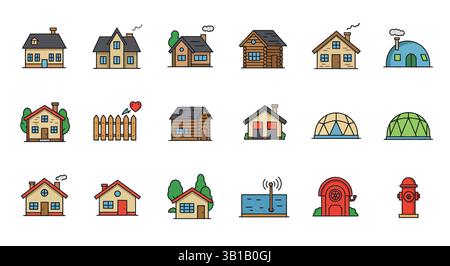Residential & Urban Architecture Icon Set – Building Design, Home ...