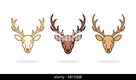Stylized Deer Head Illustration, Minimalist Antler Design Duo for ...