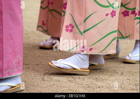 Participants in the Hikone Castle Festival are dressed in traditional ...