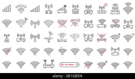 Wi-Fi Signal Icons Collection, Wireless Connectivity Strength Symbols for Network Design ...