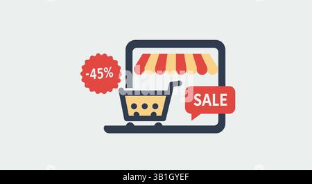 E-Commerce Shopping Cart Icons and Online Marketplace Sales Symbols for ...